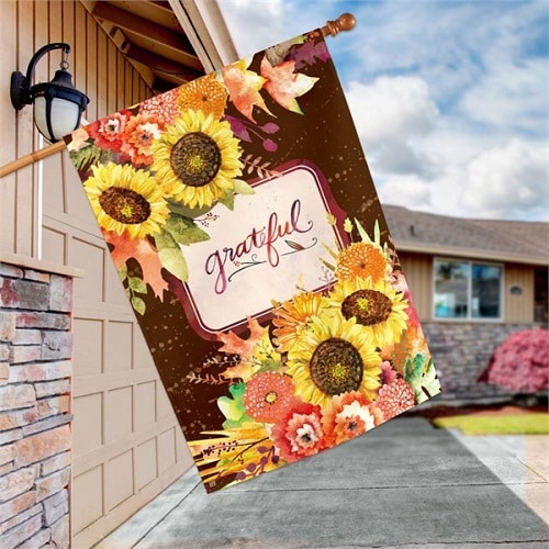 Grateful Bouquet House Flag | ThanksgivingFlags | House Flags