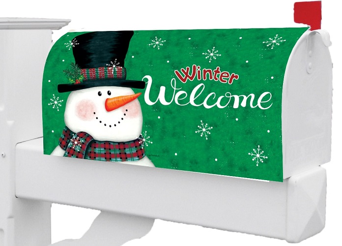 Snowman on Green Mailbox Cover | Mailbox Covers | MailWraps